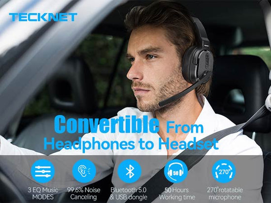 TECKNET Wireless Bluetooth Headset 3 EQ USB Dongle
