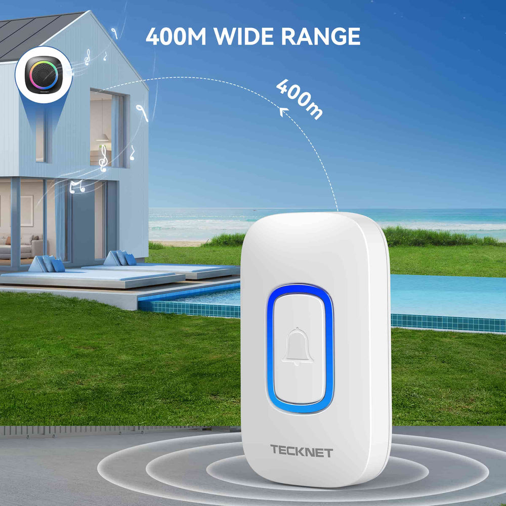 TECKNET Battery Powered Wireless Doorbell With RGB Light