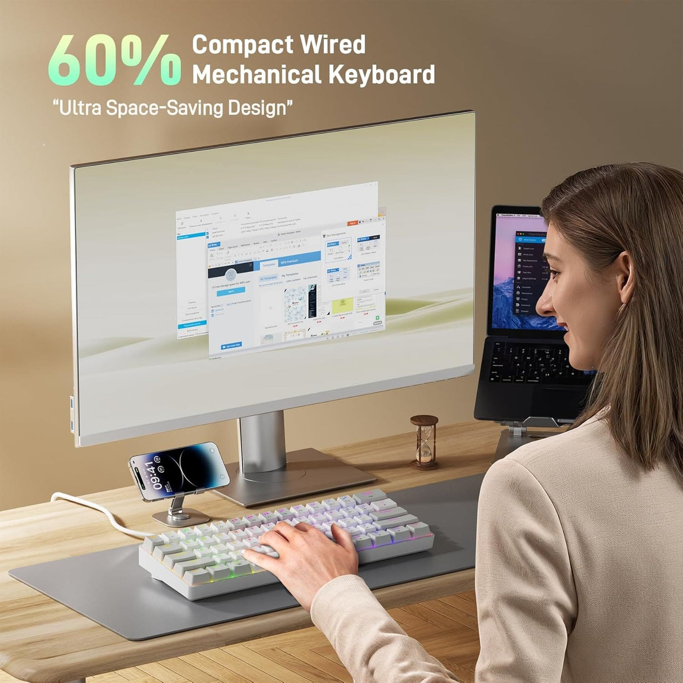 TECKNET 60% Mechanical Gaming Keyboard, Ultra-Compact Wired RGB Backli