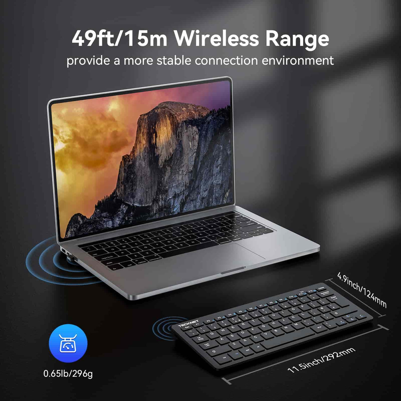 TECKNET 2.4G Wireless Keyboard, Ultra Slim Compact Computer Keyboard