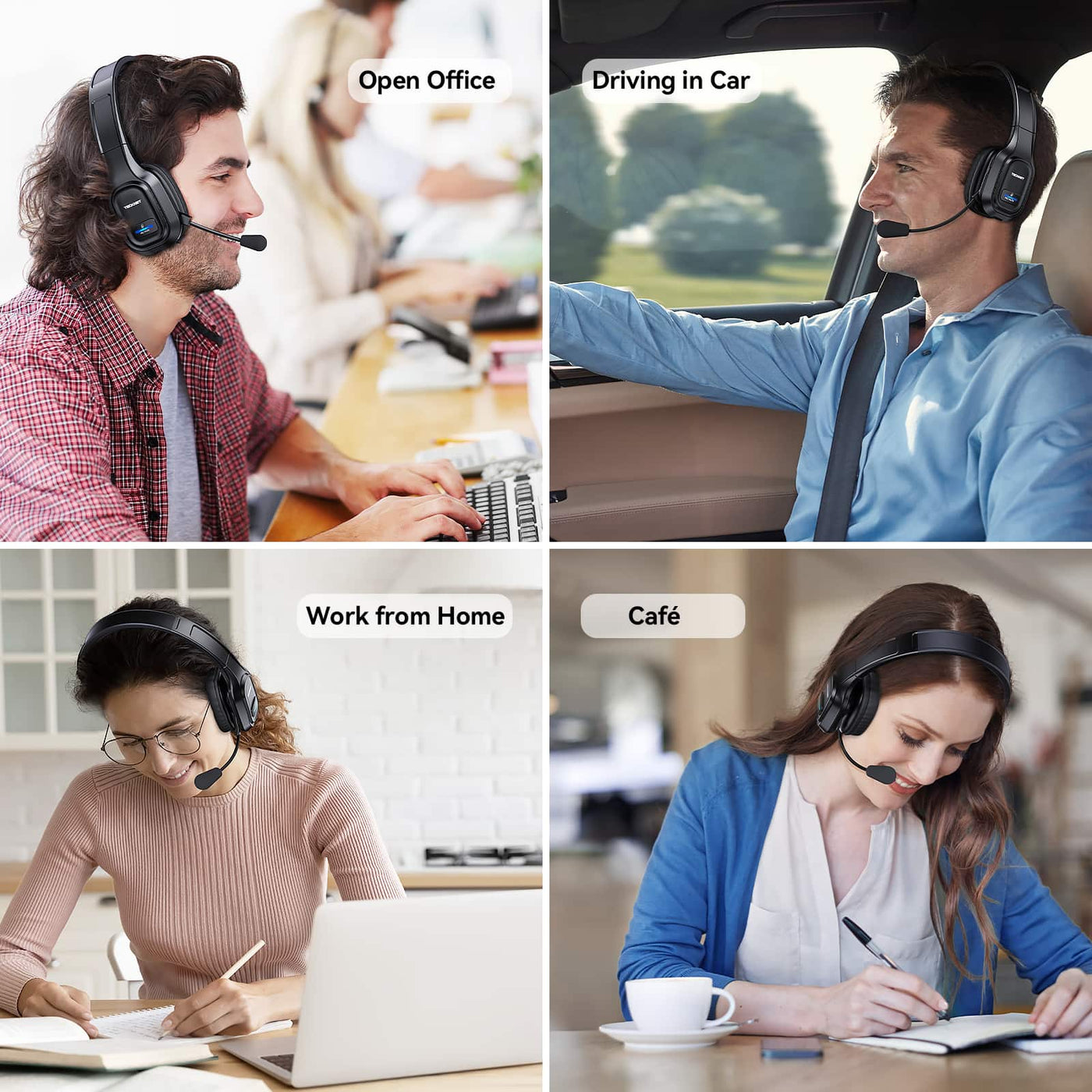 TECKNET Bluetooth Headset With Mic Noise Canceling