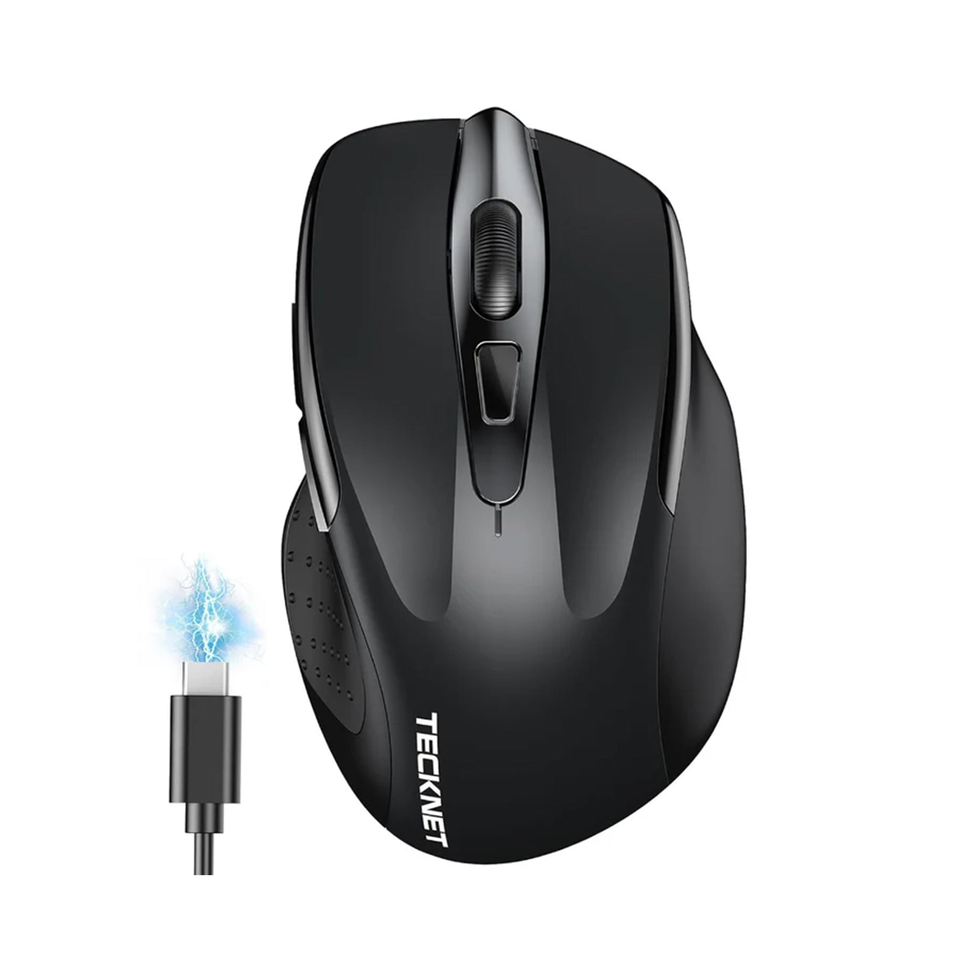 TECKNET Wireless Mouse Rechargeable 4800 DPI Silent Mouse 8 Buttons Bl