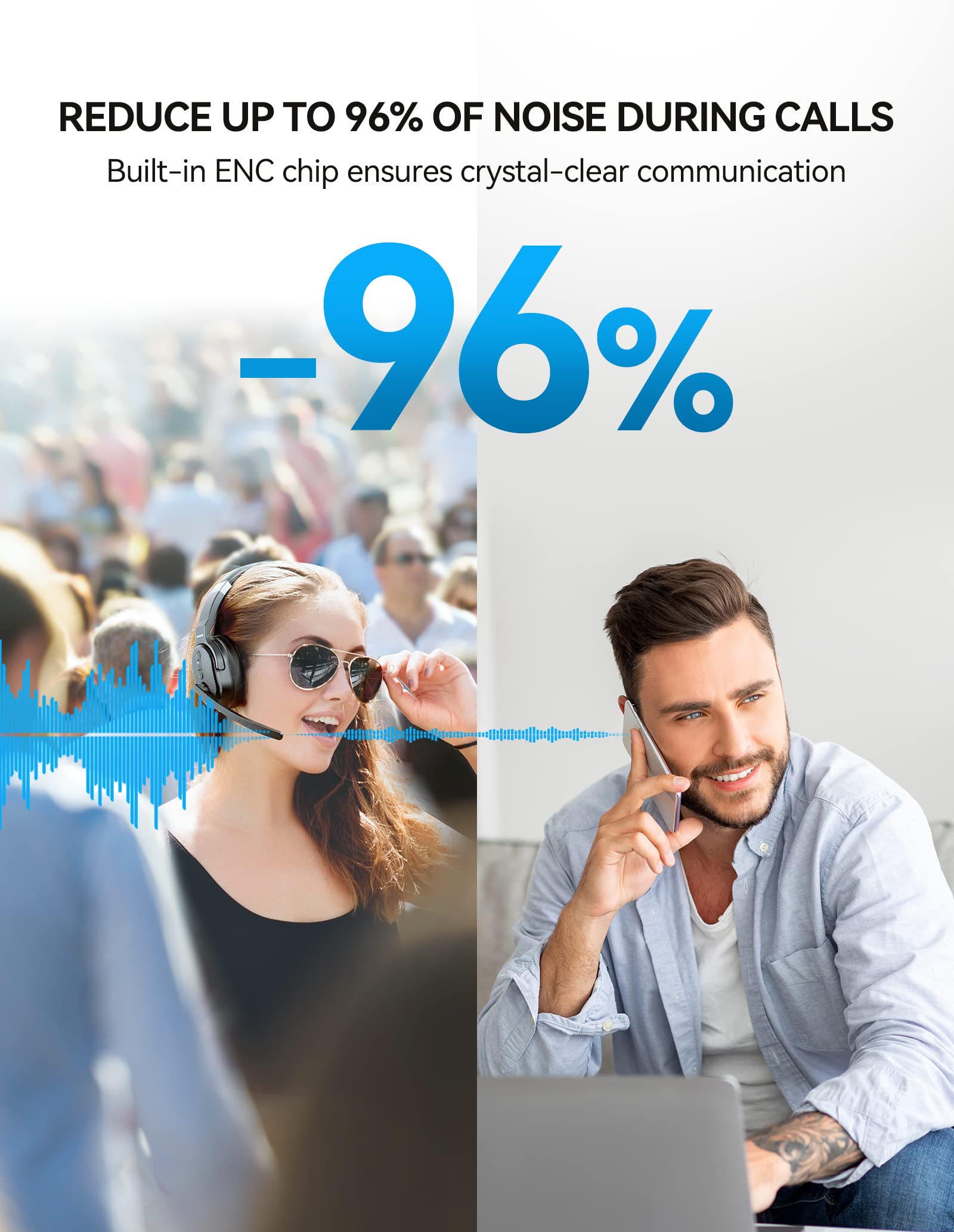 TECKNET Wireless Bluetooth Trucker Headset with Microphone Noise Cance