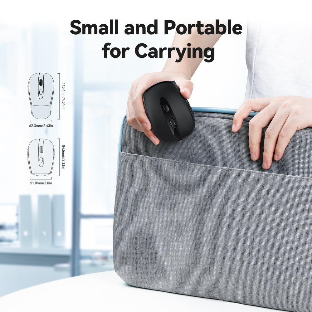 TECKNET Folding Wireless Mouse, 2.4G Portable Mouse with USB Receiver